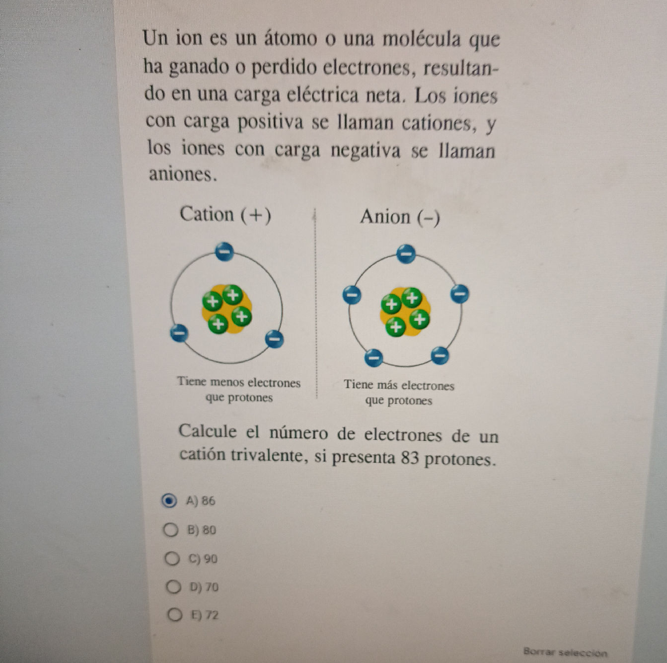 Un ion es un átomo o una molécula que ha | StudyX