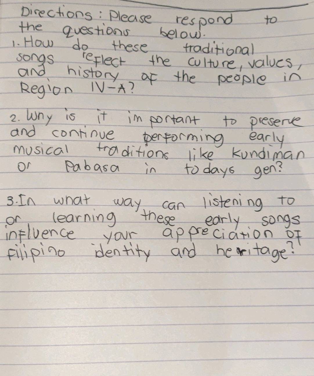 Directions: Please respond to the questions | StudyX