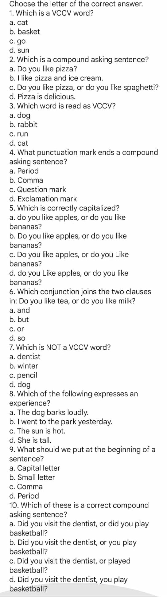 What punctuation mark ends a compound asking | StudyX