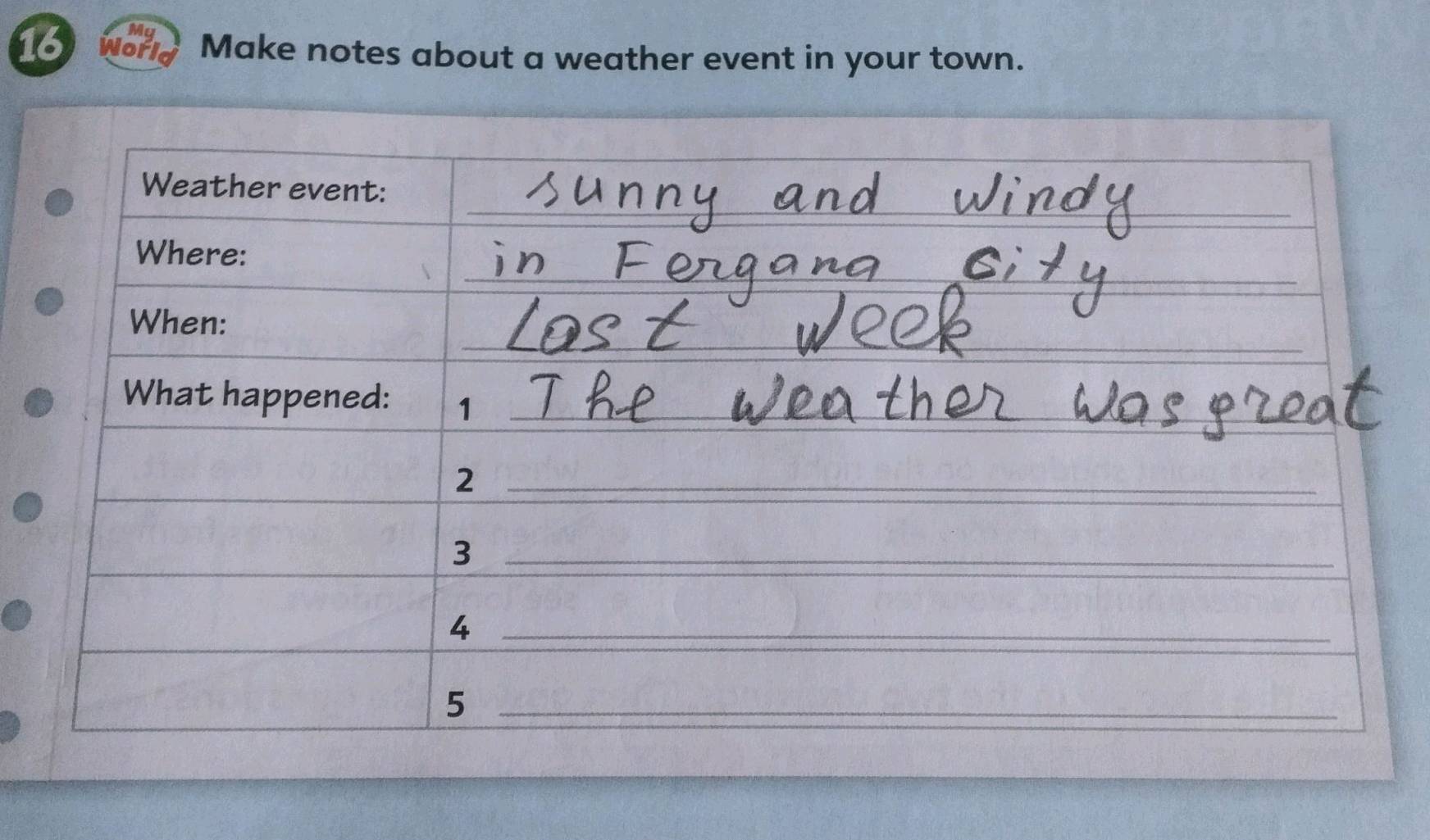 Make notes about a weather event in your | StudyX
