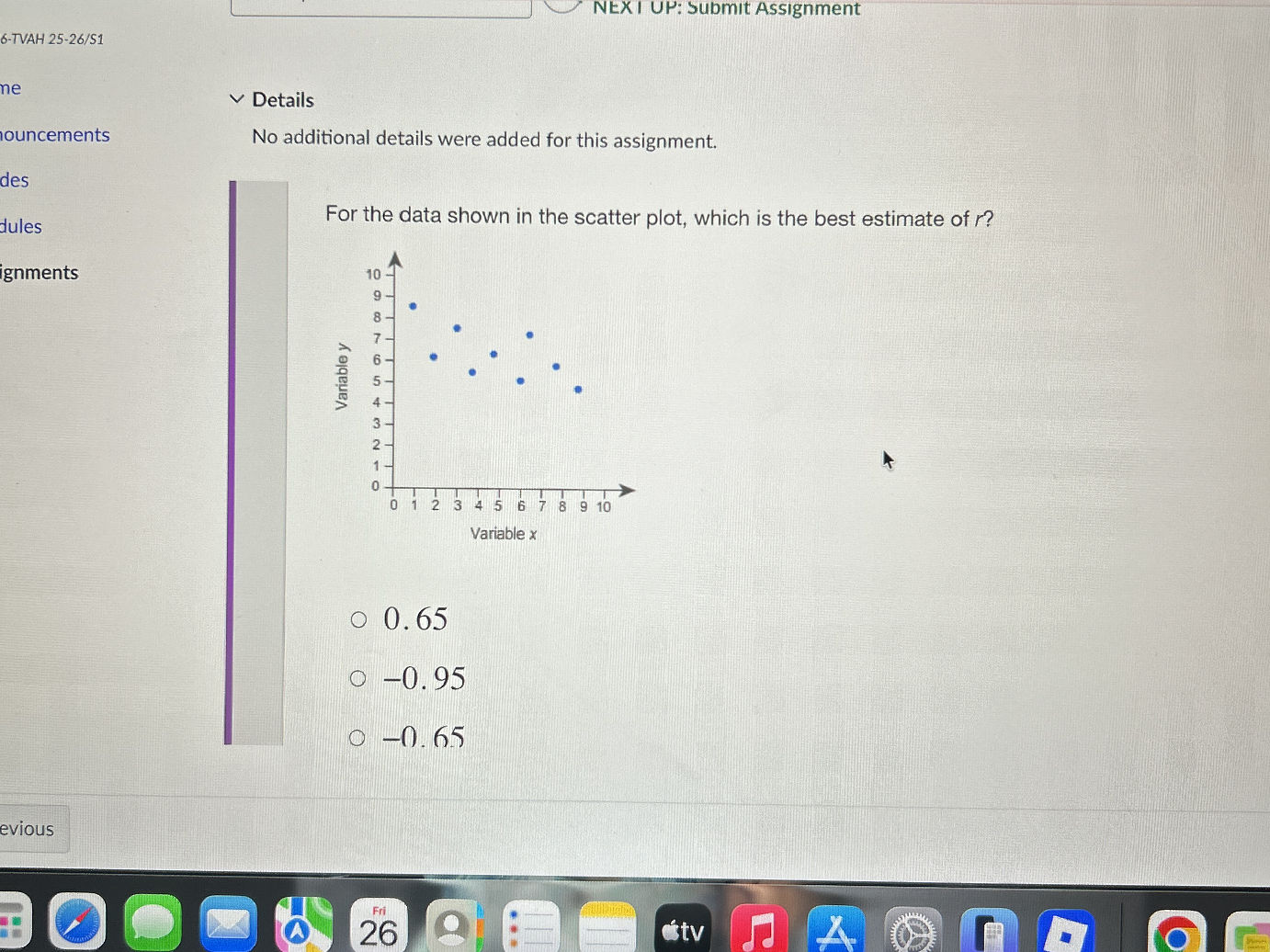 For the data shown in the scatter plot, | StudyX
