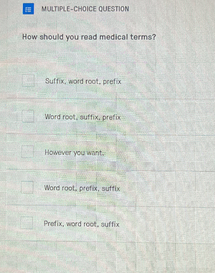 How should you read medical terms? Suffix, | StudyX