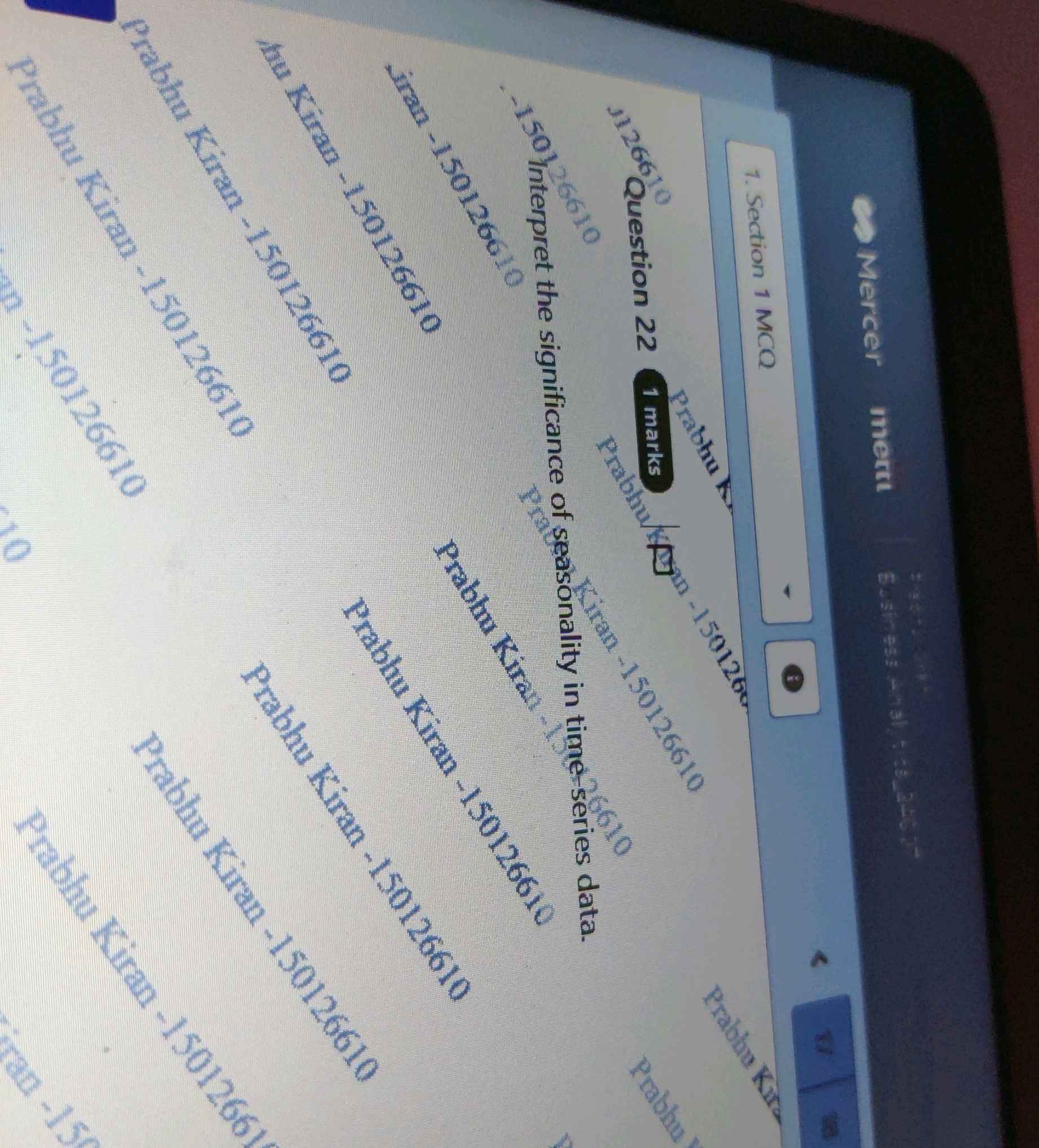 Interpret the significance of seasonality in | StudyX