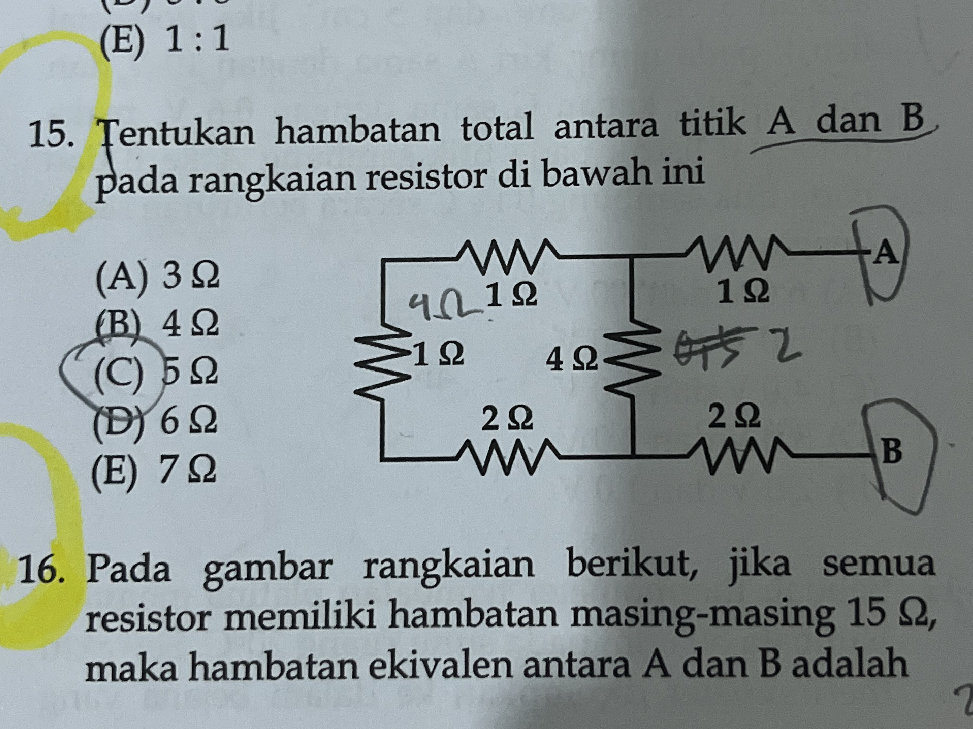 Tentukan hambatan total antara titik A dan B | StudyX