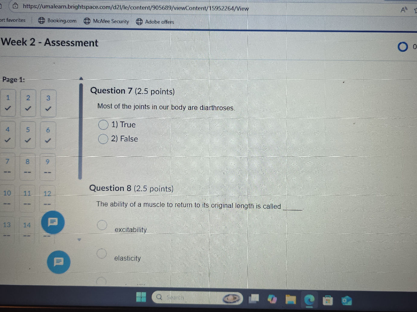 Question 7 (2.5 points) Most of the joints | StudyX
