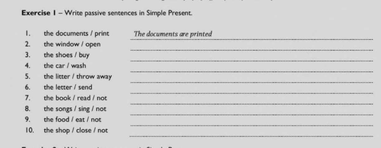 Exercise 1 - Write passive sentences in | StudyX