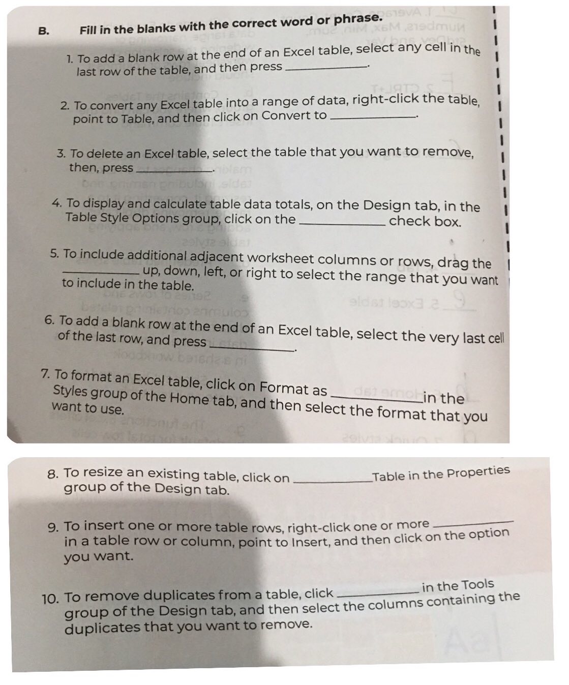 B. Fill in the blanks with the correct word | StudyX