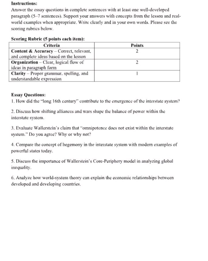 Instructions: Answer the essay questions in | StudyX
