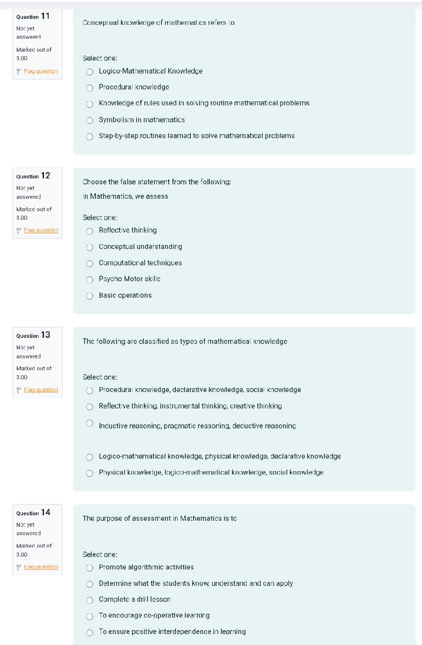 Conceptual knowledge of mathematics refers | StudyX