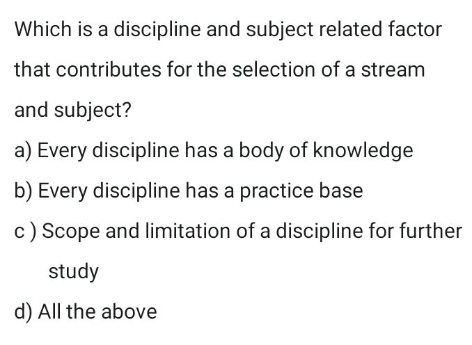 Which is a discipline and subject related