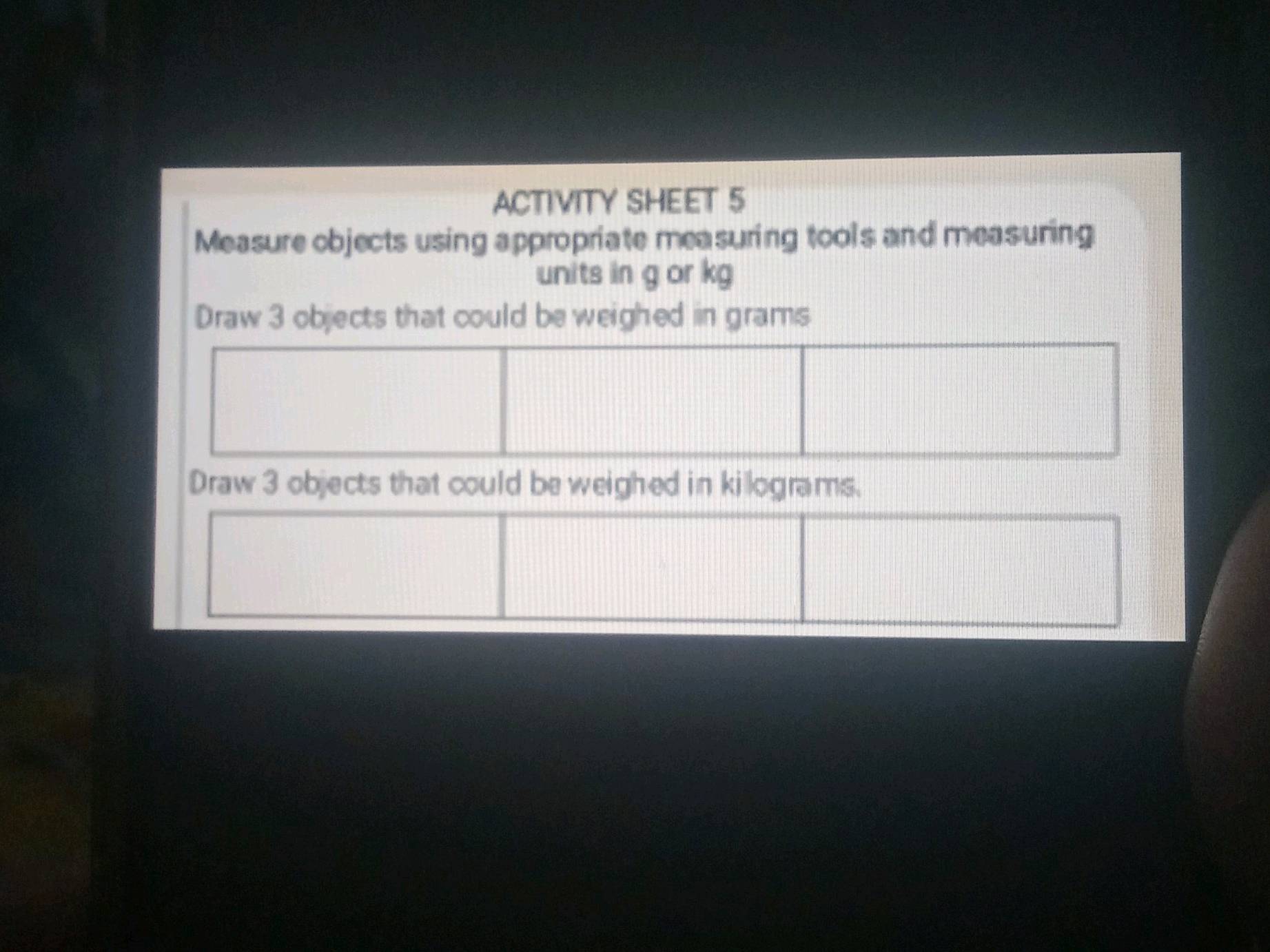 ACTIVITY SHEET 5 Measure objects using | StudyX