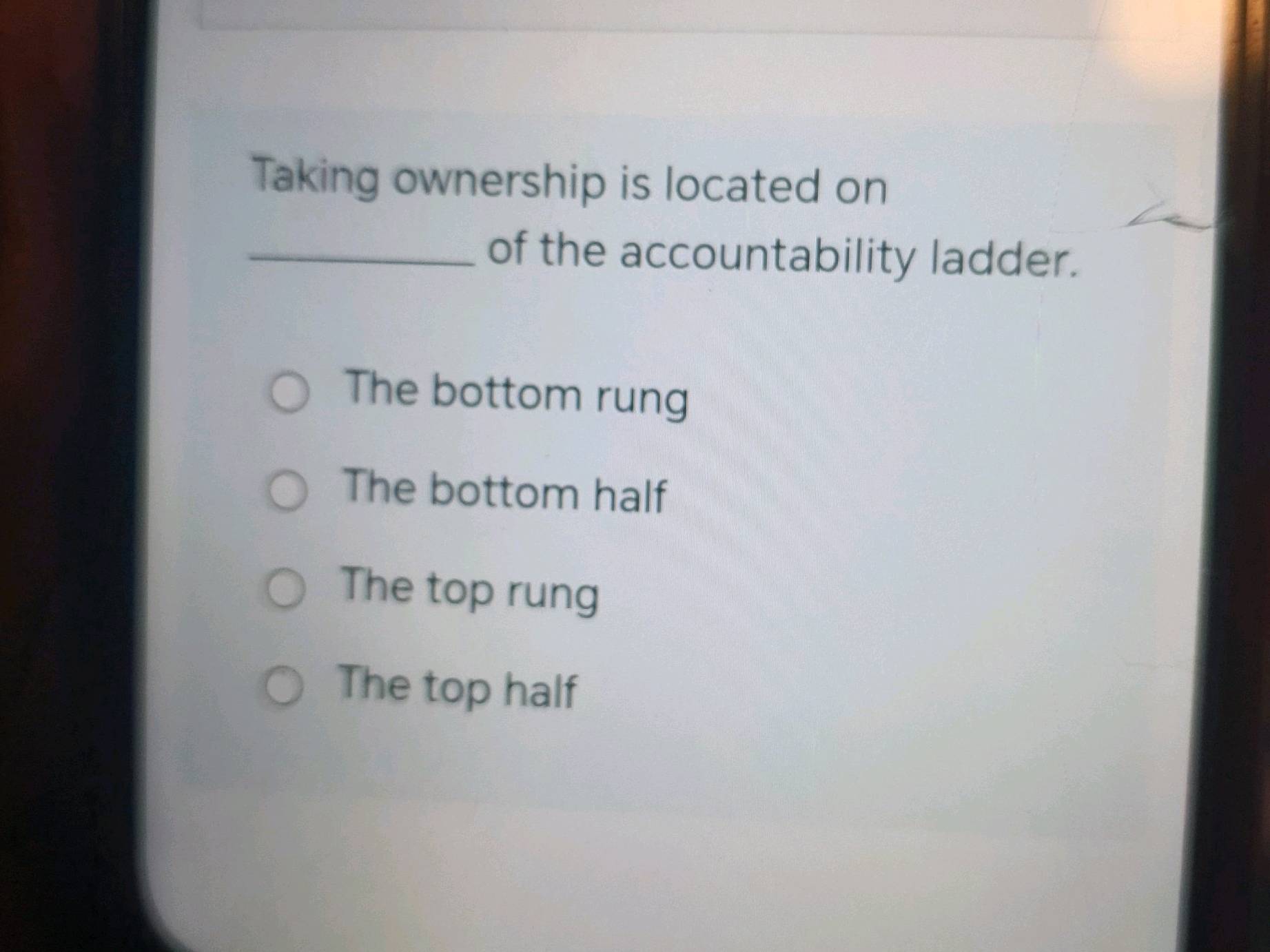 Taking ownership is located on __________ of | StudyX