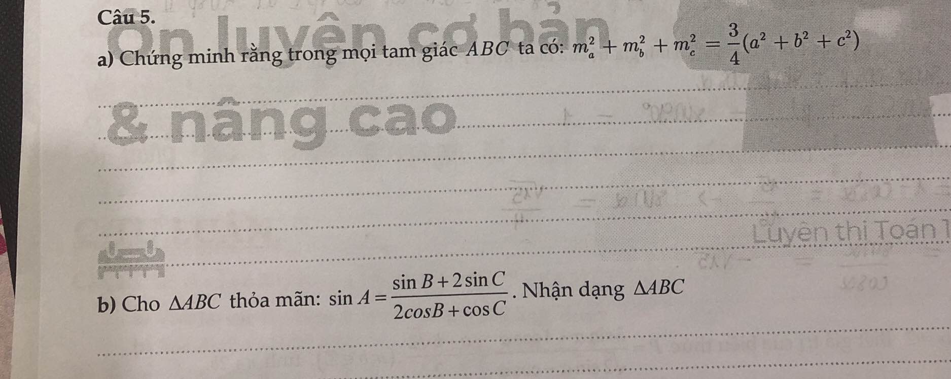 Câu 5. a) Chứng minh rằng trong mọi tam | StudyX