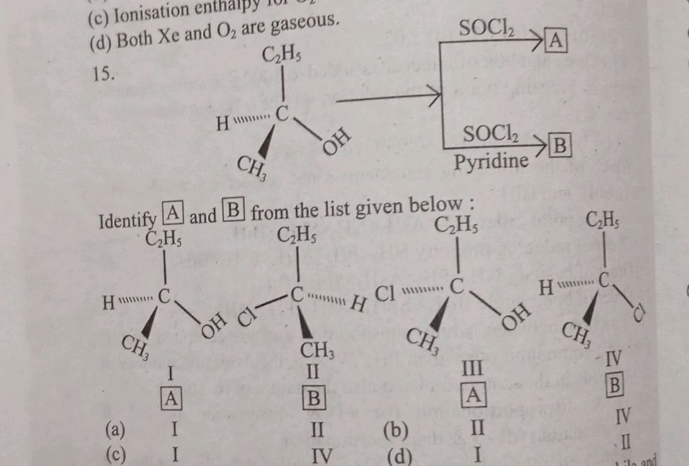 C2H5 H C CH3 OH $ {SOCl_2}$ A $ | StudyX