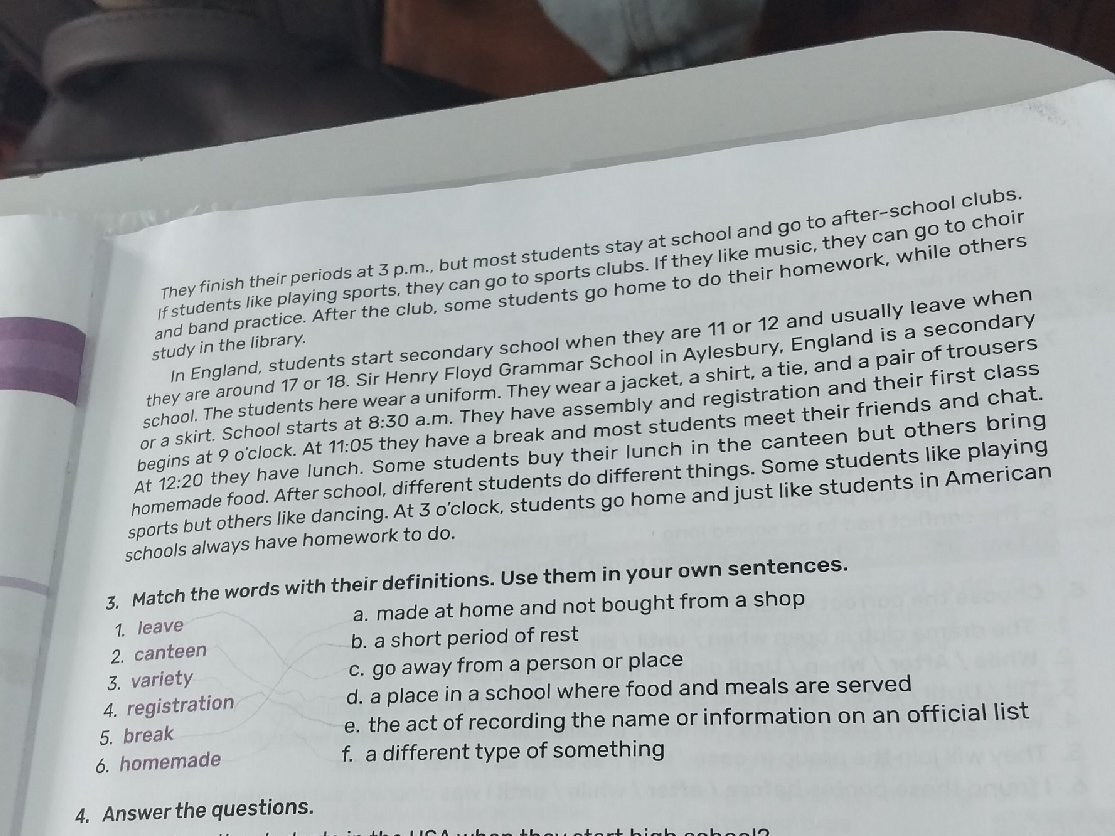 3. Match the words with their definitions. | StudyX