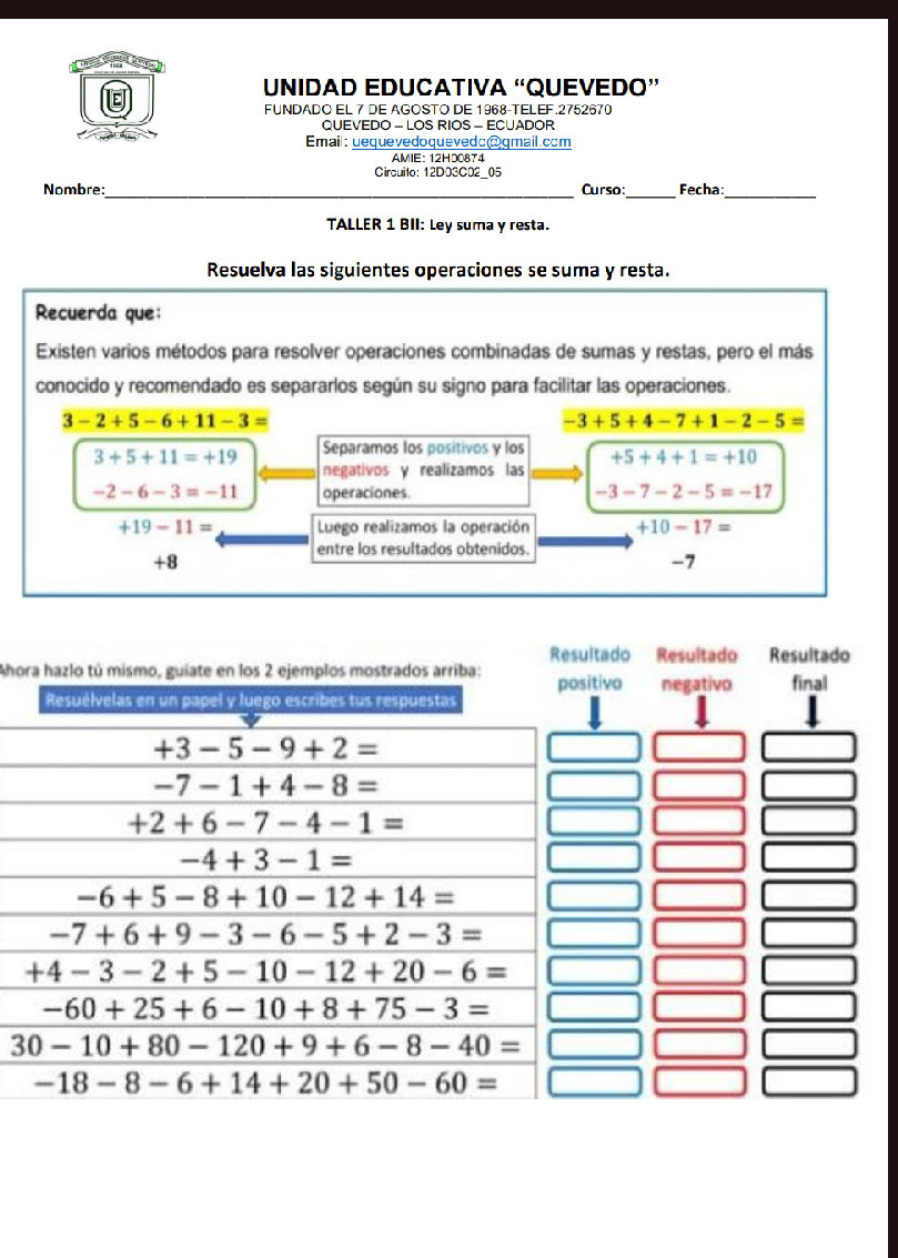 Resuelva las siguientes operaciones se suma | StudyX