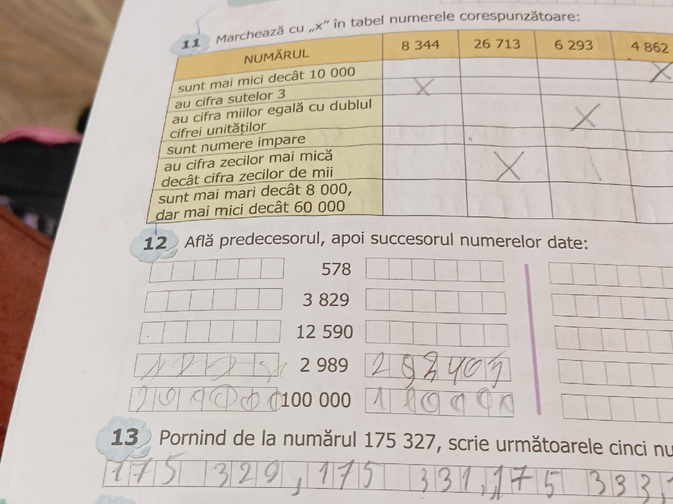Marchează cu „x” în tabel numerele | StudyX