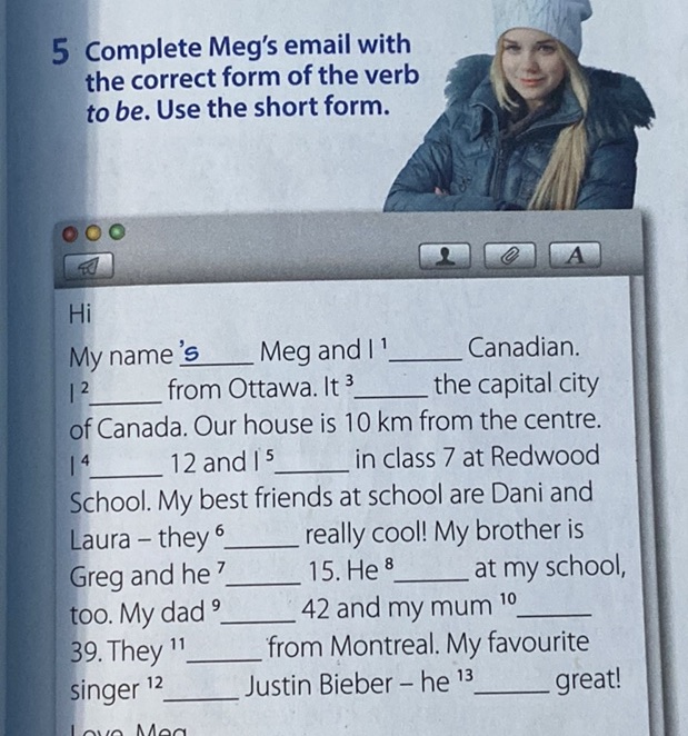Complete Meg's email with the correct form | StudyX