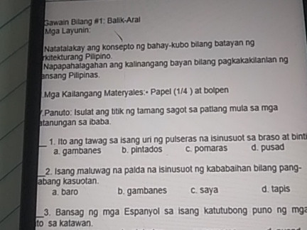 1. Ito ang tawag sa isang uri ng pulseras na | StudyX