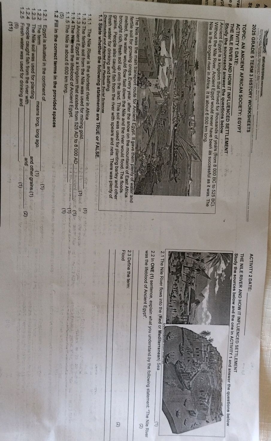 ACTIVITY 1: DATE: THE NILE RIVER AND HOW IT | StudyX