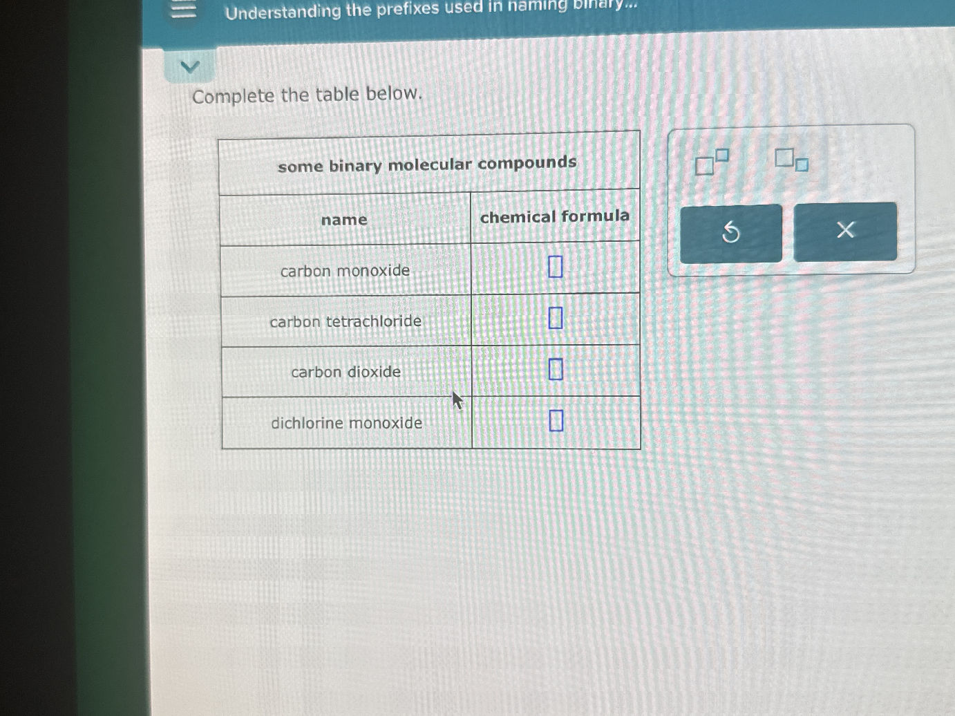 Complete the table below. | name | StudyX