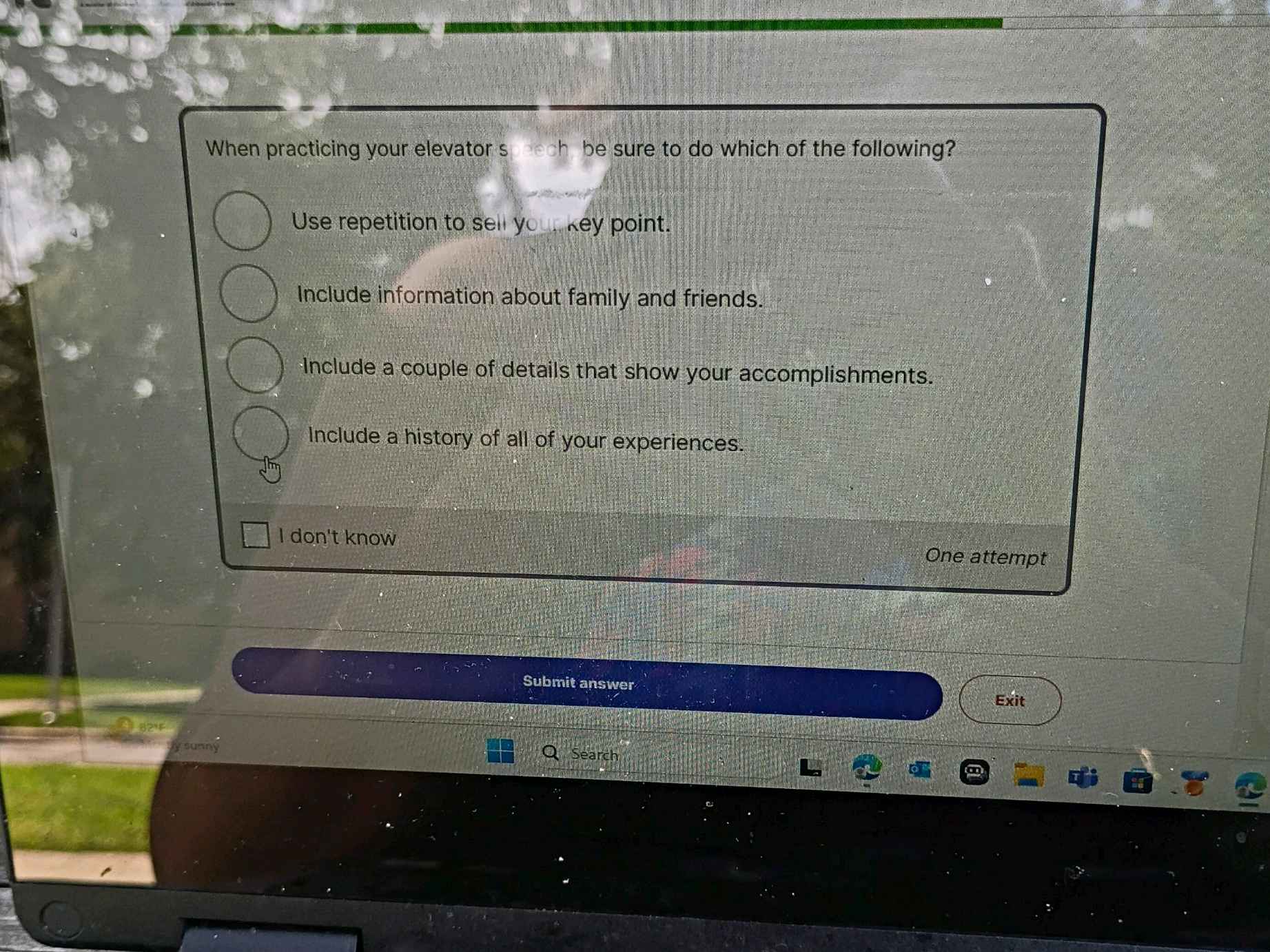 When practicing your elevator speech be sure | StudyX