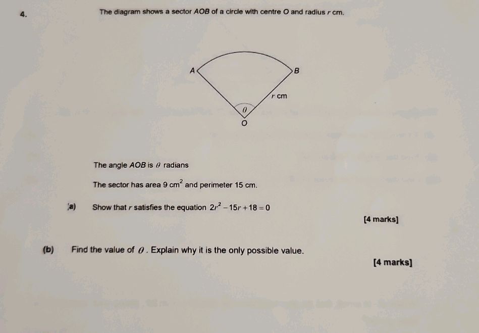 The diagram shows a sector AOB of a circle | StudyX
