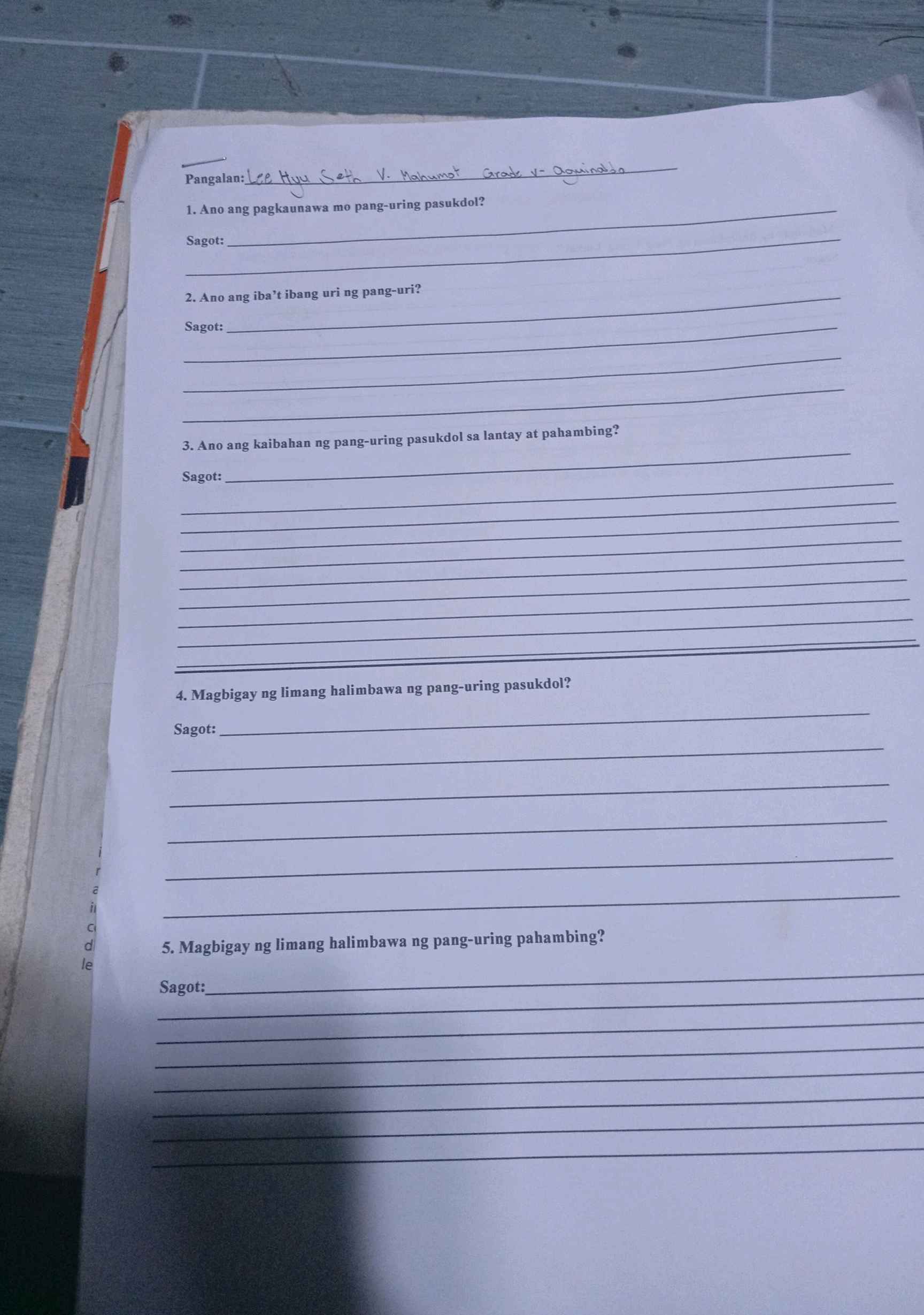1. Ano ang pagkaunawa mo pang-uring | StudyX