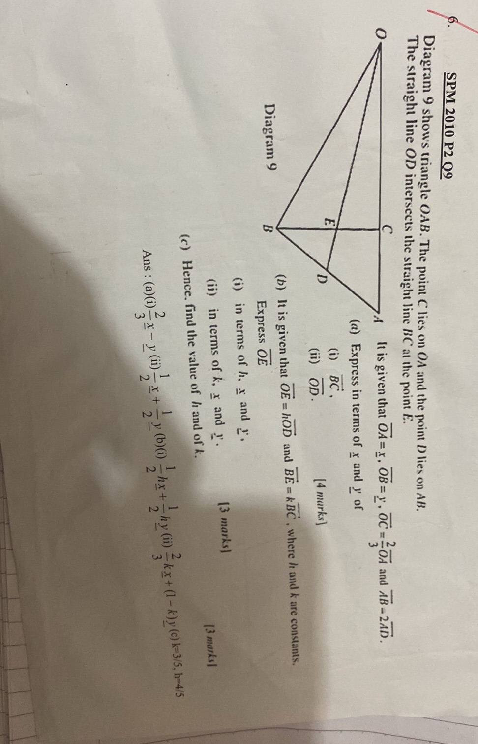 Diagram 9 shows triangle OAB. The point C | StudyX