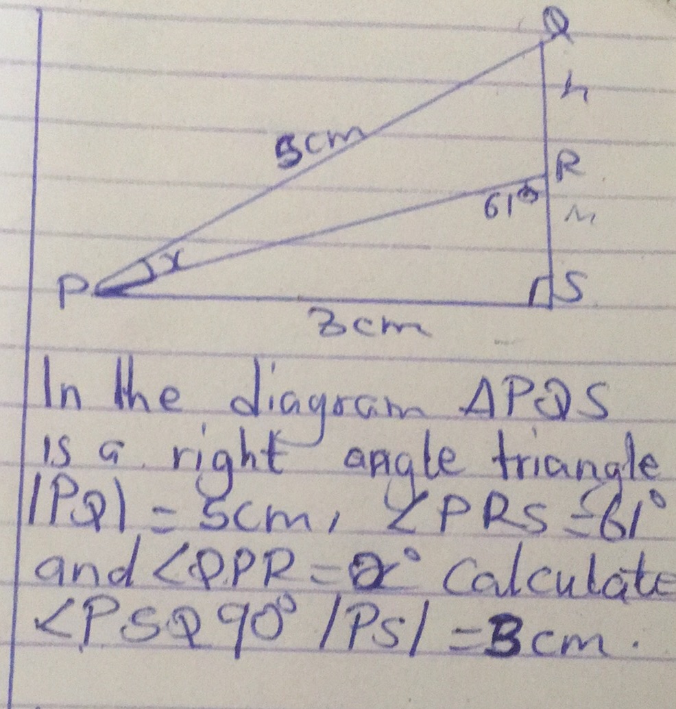 In the diagram $ PQS$ is a right angle | StudyX