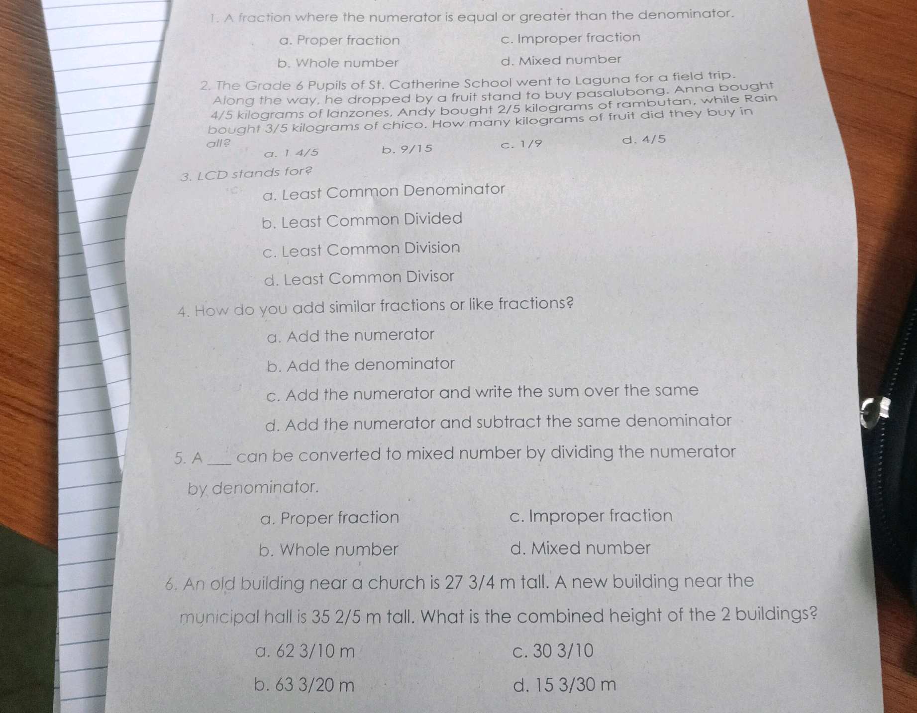 5. A ______ can be converted to mixed number | StudyX