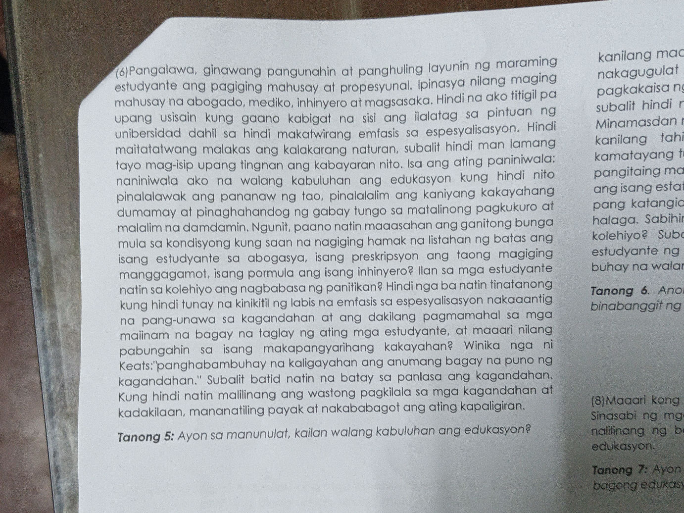 (8) Maaari kong Sinasabi ng mga nalilinang | StudyX