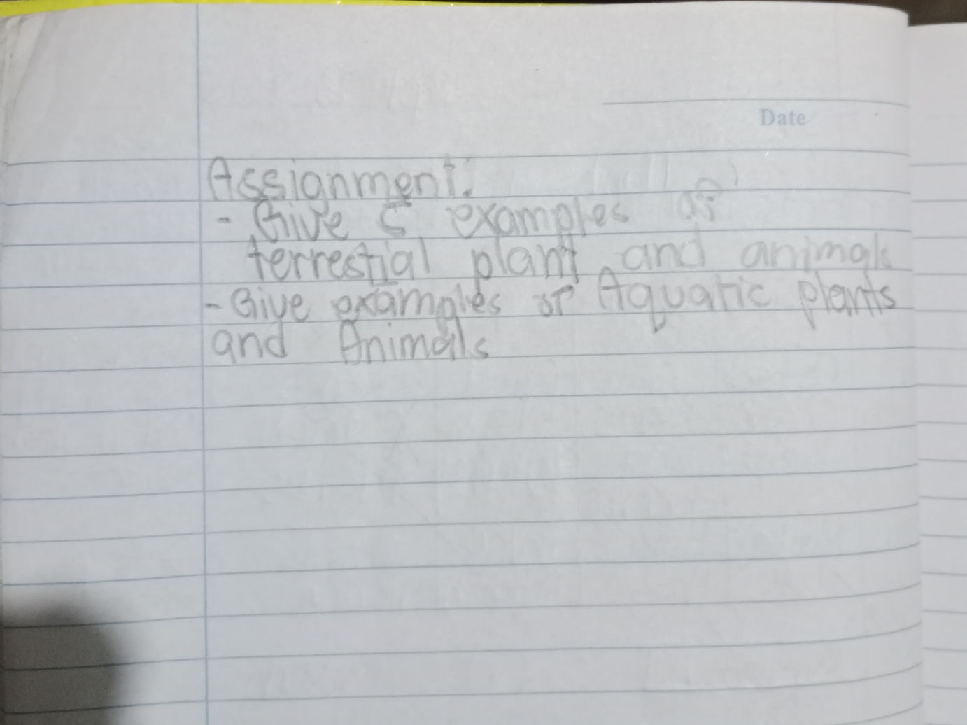 Assignment. - Give examples of terrestrial | StudyX