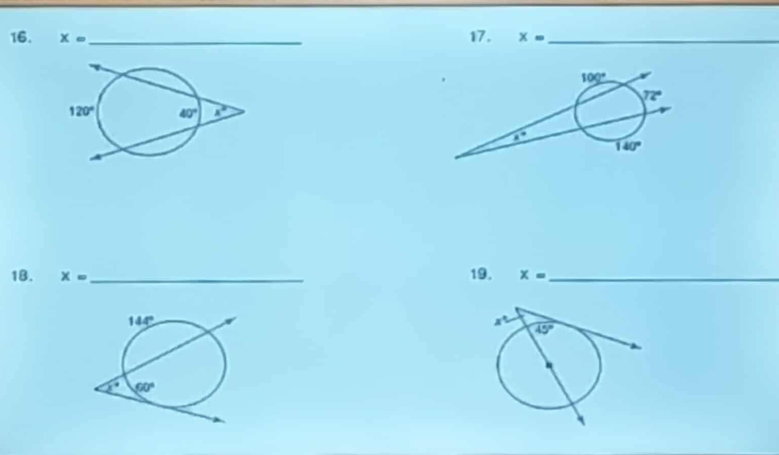x = ? [Diagram of a circle with two secants | StudyX