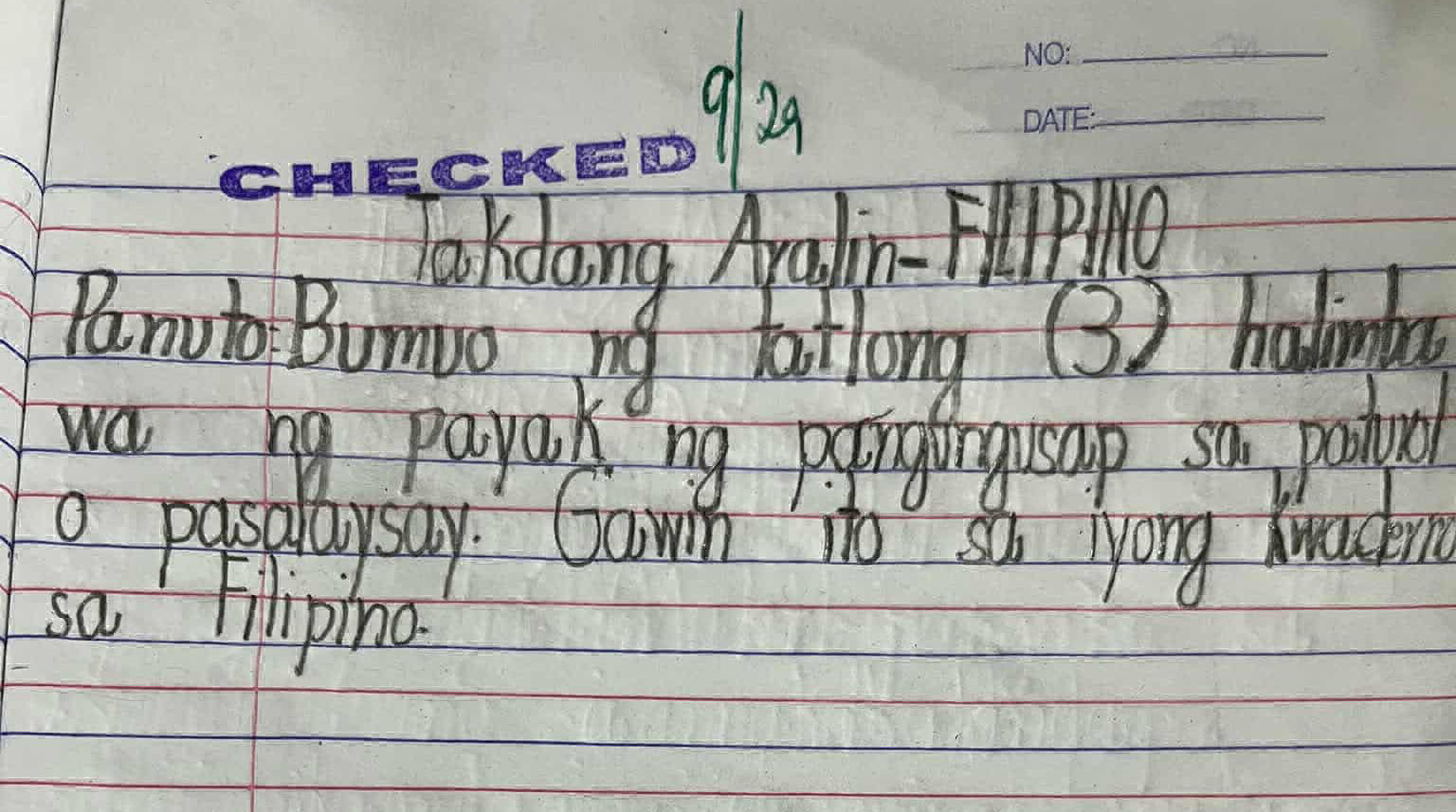 Panuto: Bumuo ng tatlong (3) halimbawa ng | StudyX