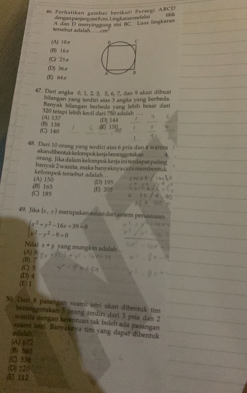 46. Perhatikan gambar berikut! Persegi ABCD | StudyX