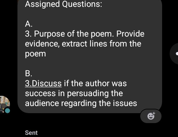 A. 3. Purpose of the poem. Provide evidence, | StudyX