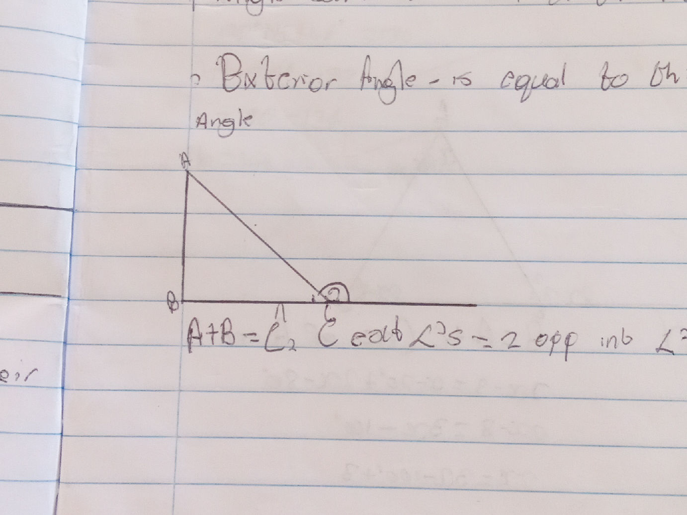 Exterior Angle - is equal to th Angle | StudyX