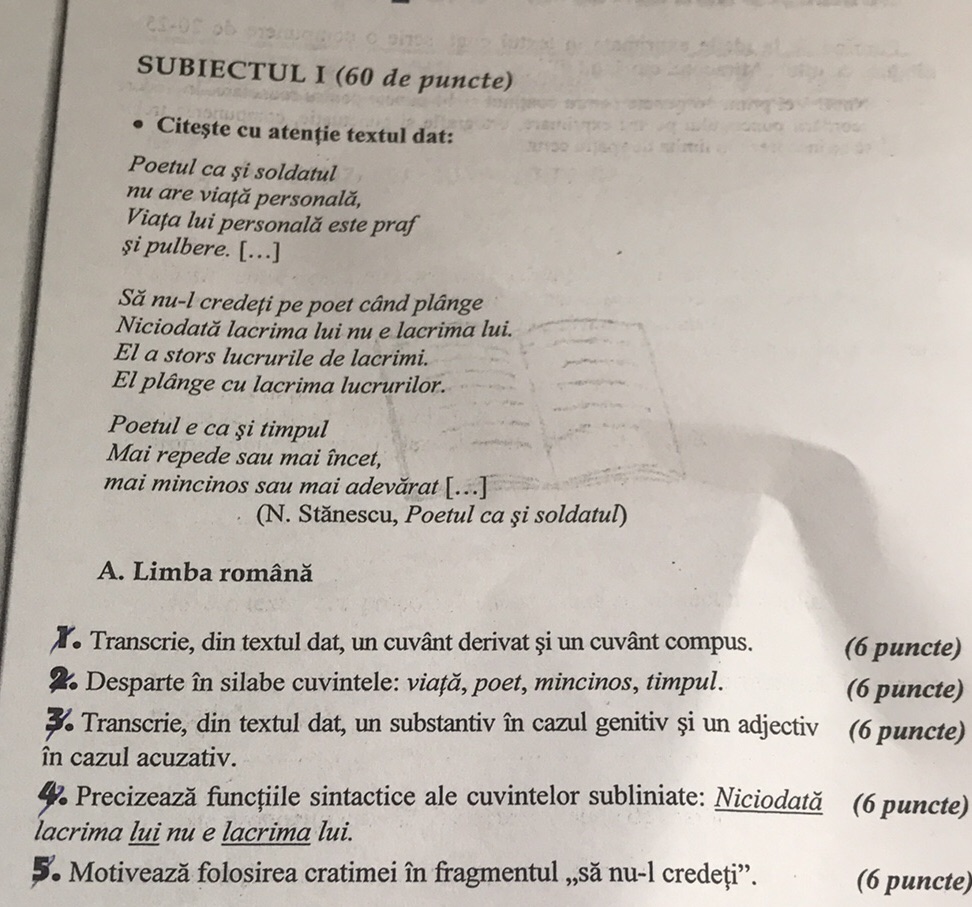 Poetul ca şi soldatul nu are viață | StudyX