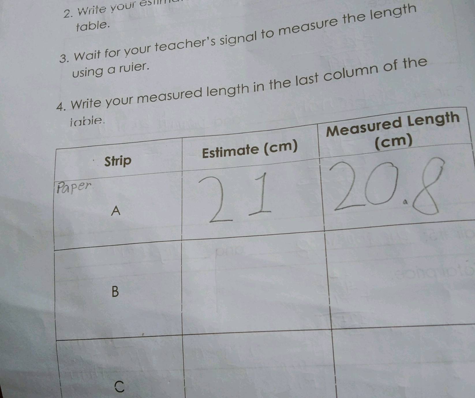 Write your measured length in the last | StudyX