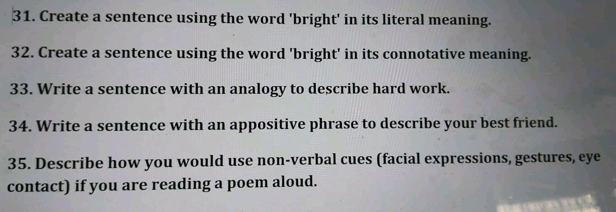 31. Create a sentence using the word | StudyX