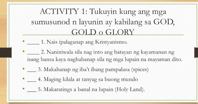 ACTIVITY 1: Tukuyin kung ang mga sumusunod n | StudyX