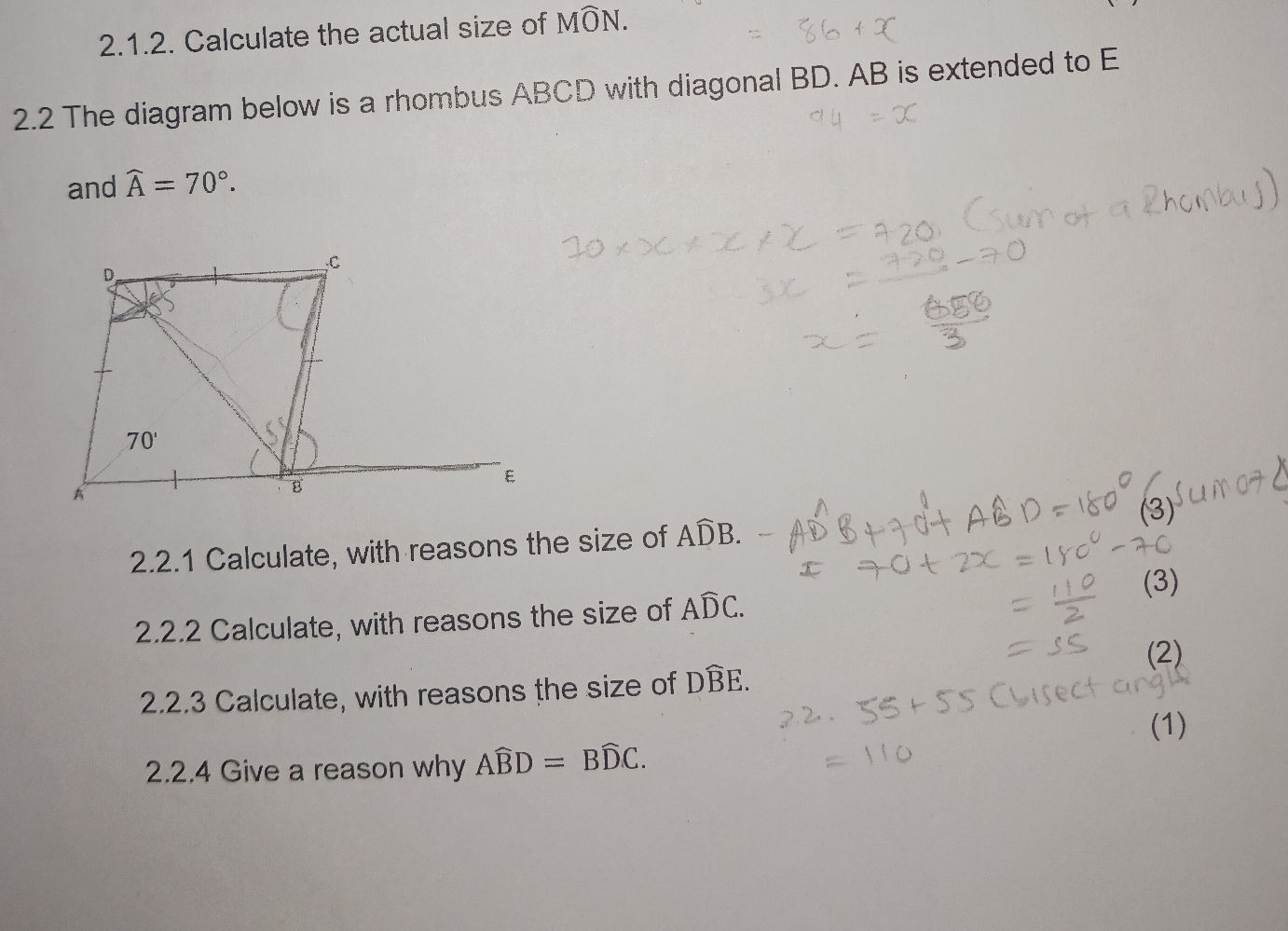 The diagram below is a rhombus ABCD with | StudyX