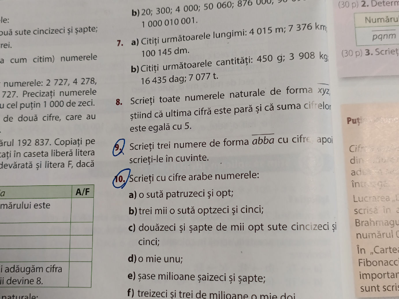 Scrieți cu cifre arabe numerele: a) o sută | StudyX