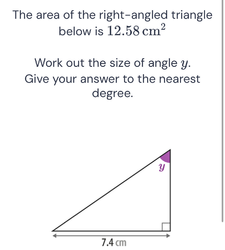 The area of the right-angled triangle below | StudyX