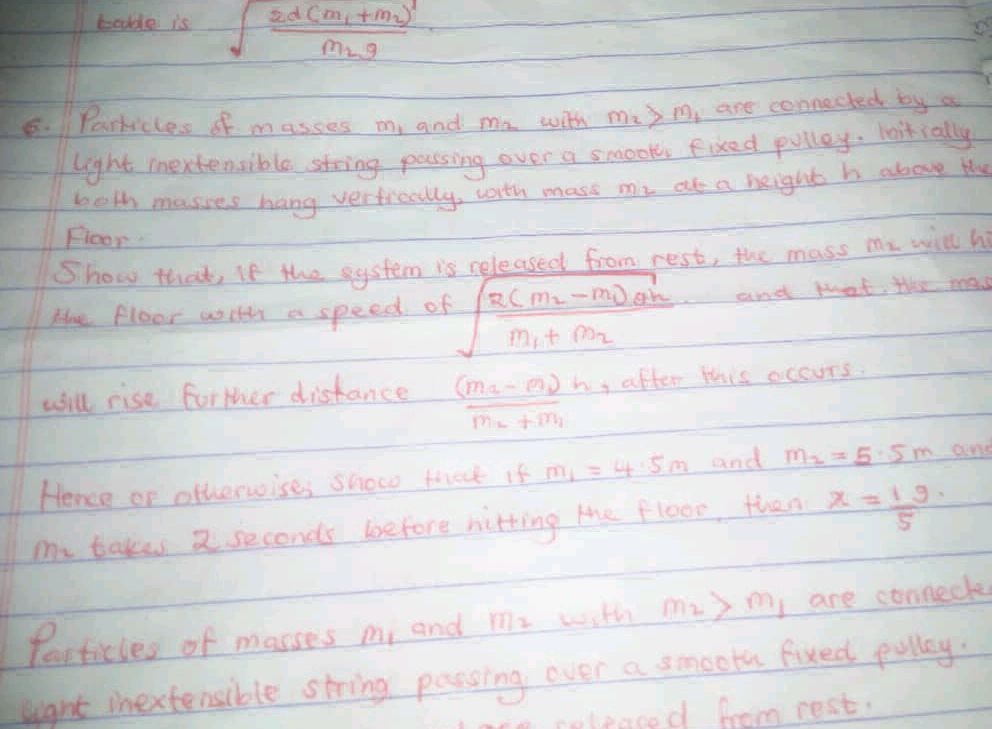 6. Particles of masses \( m_1 \) and \( m_2 | StudyX