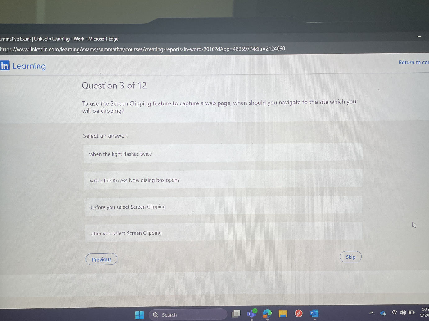 To use the Screen Clipping feature to | StudyX