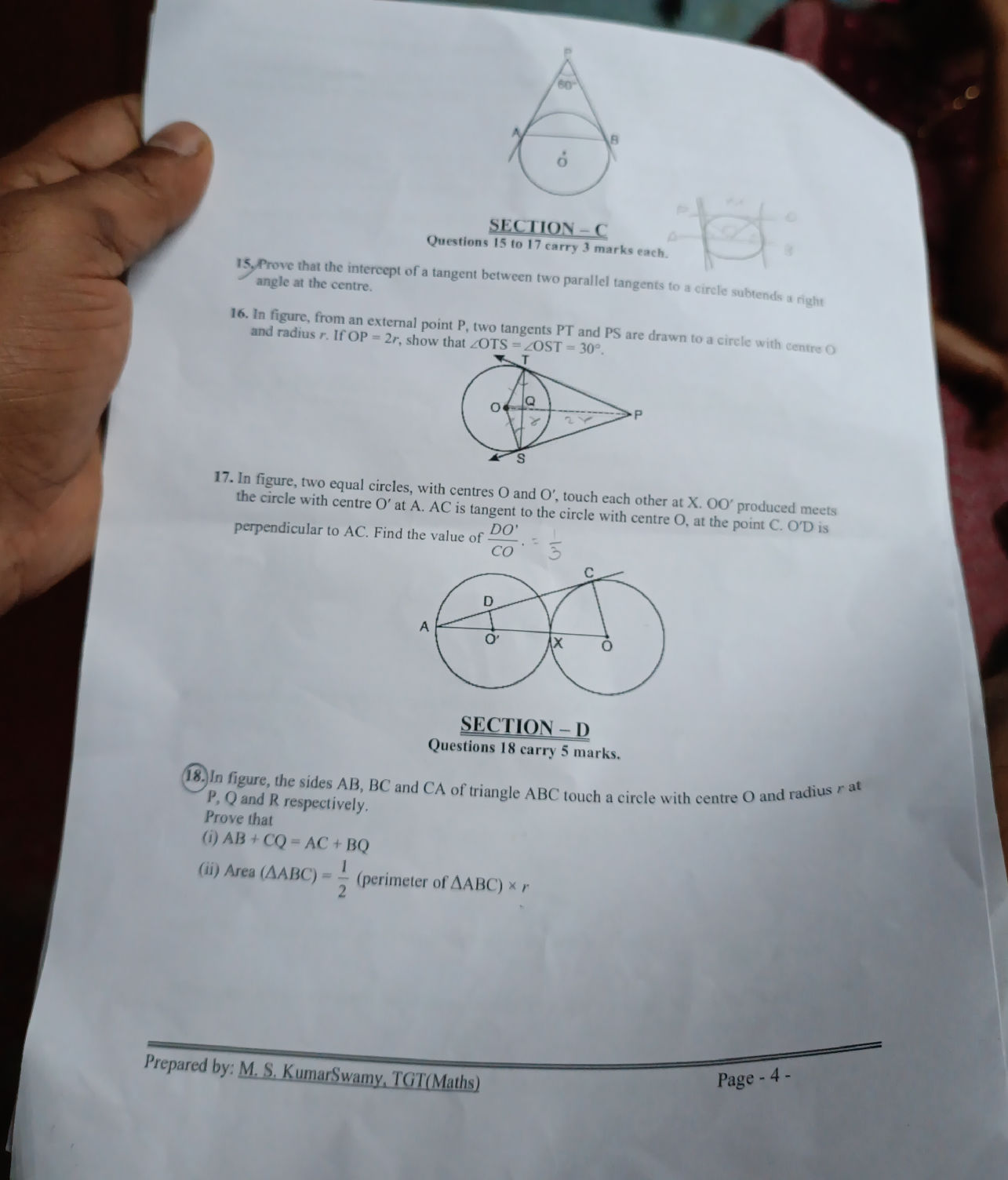 15. Prove that the intercept of a tangent | StudyX