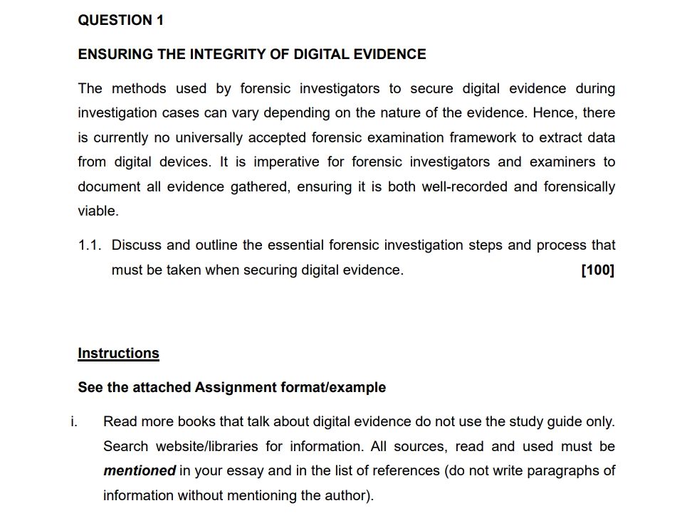 ENSURING THE INTEGRITY OF DIGITAL EVIDENCE | StudyX