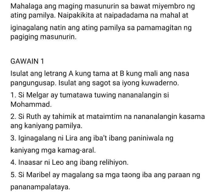 Mahalaga ang maging masunurin sa bawat | StudyX